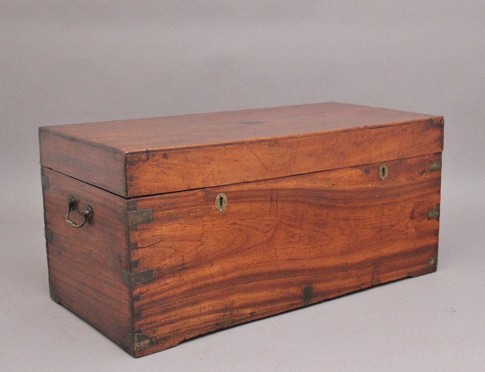 Antique Camphor Wood Campaign Trunk, 1860 for sale at Pamono