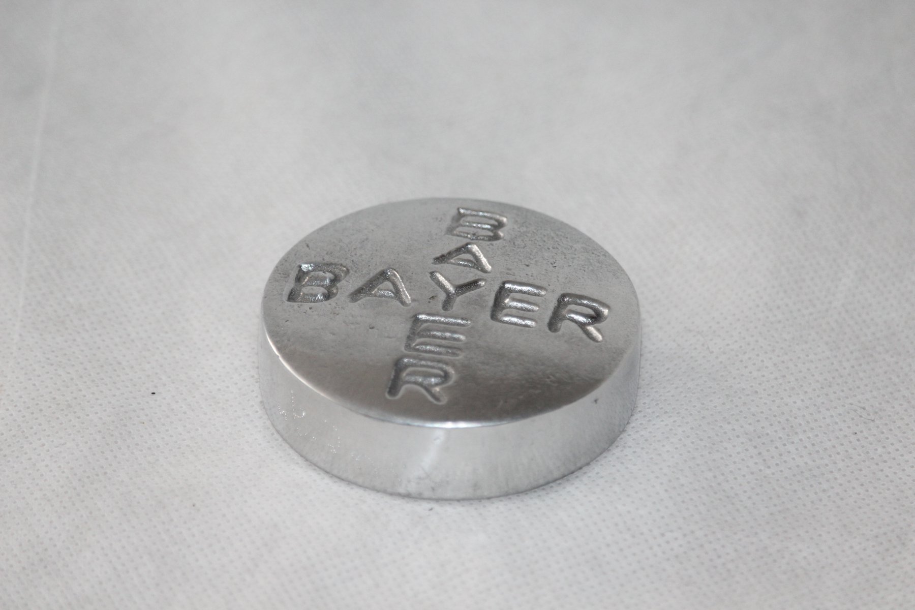 Aluminum Aspirin Paperweight from Bayer, 1990s for sale at Pamono