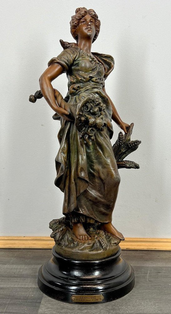 Vintage Sculpture of Lady with Cornucopia by L. & F. Moreau, 1800s for ...