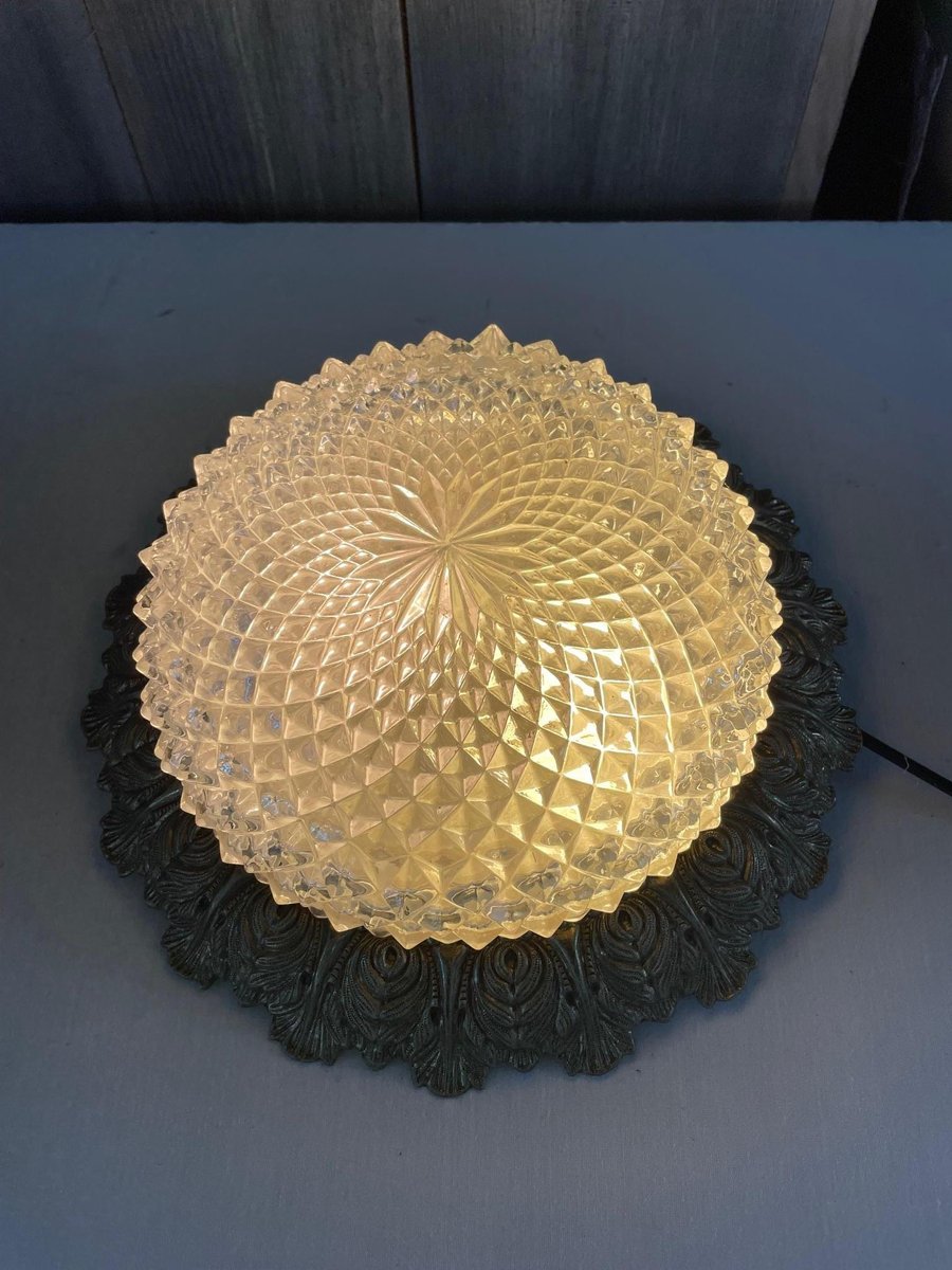Cut Glass Ceiling Light, 1950s for sale at Pamono