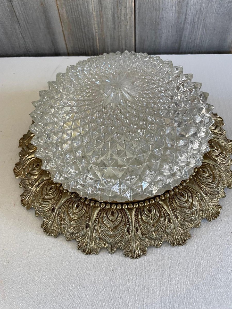 Cut Glass Ceiling Light, 1950s for sale at Pamono