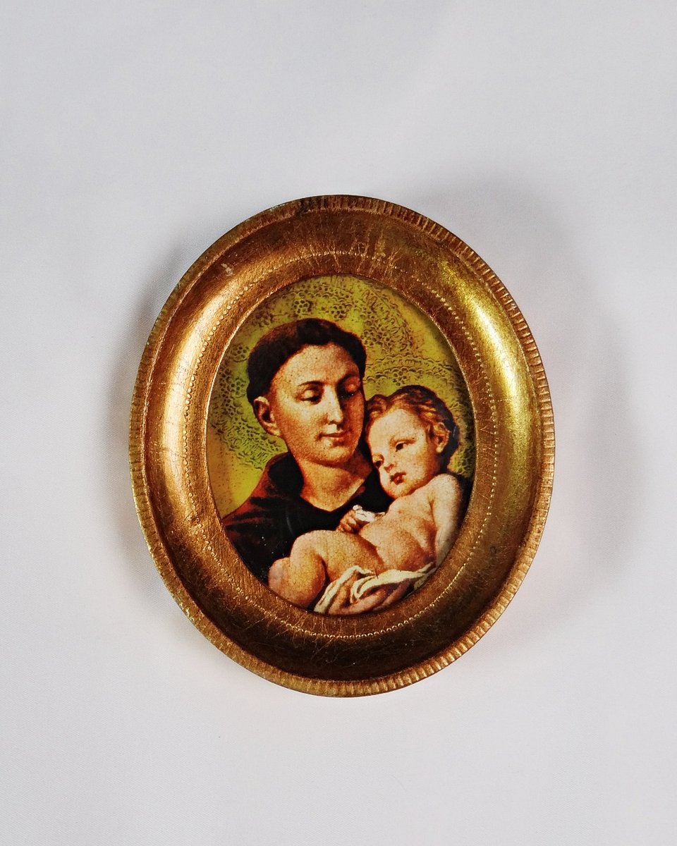 Holy Image of Saint Anthony Holding the Infant Jesus in a Gilded Frame ...