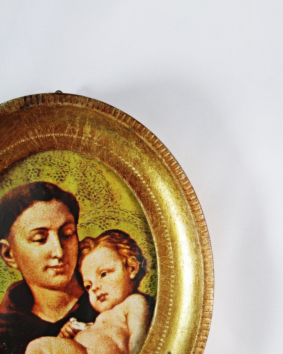 Holy Image of Saint Anthony Holding the Infant Jesus in a Gilded Frame ...