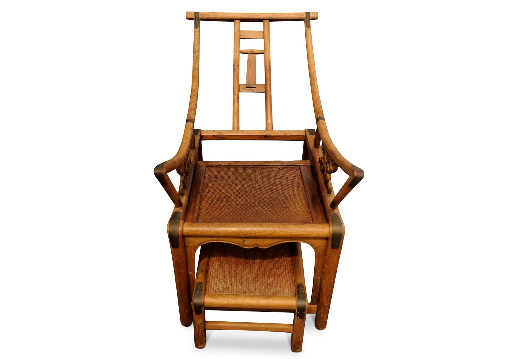 Victorian Wishbone Bamboo & Cane Reclining Armchairs with Pull Out ...