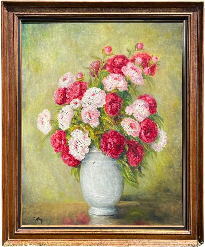 Marie-Madeleine De Rasky, Peonies in a White Chinese Vase, Oil for sale ...