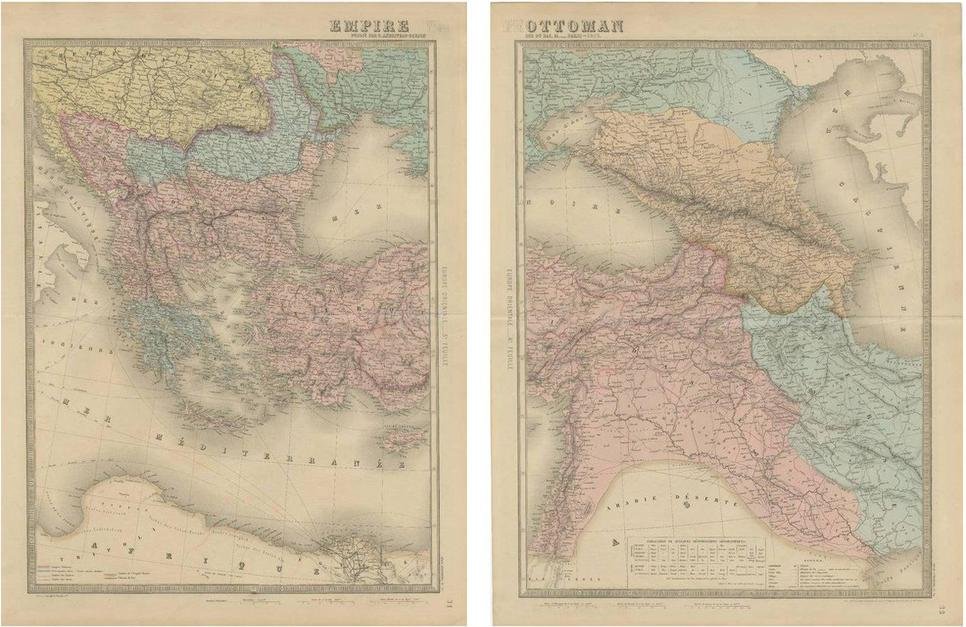 Large Antique Empire Maps of Europe and Asia by Aeg, 1868, Set of 2 for ...