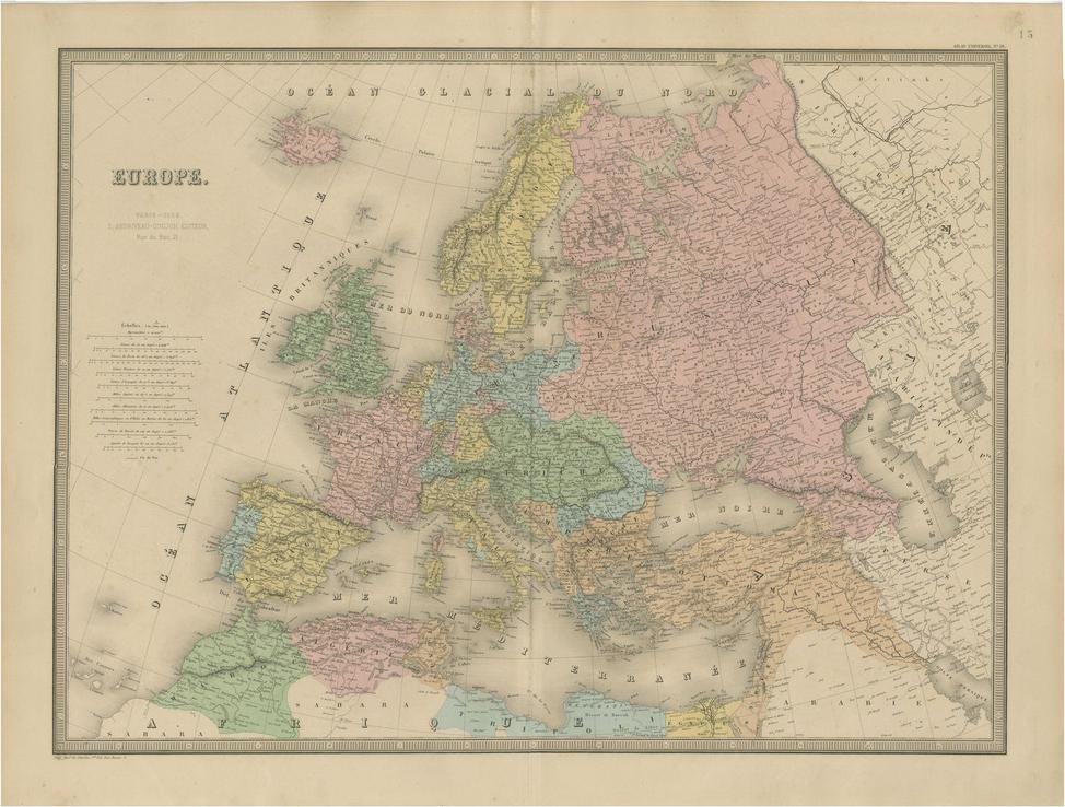 Antique Map of Europe Political Divisions by Andriveau-Goujon, Paris ...