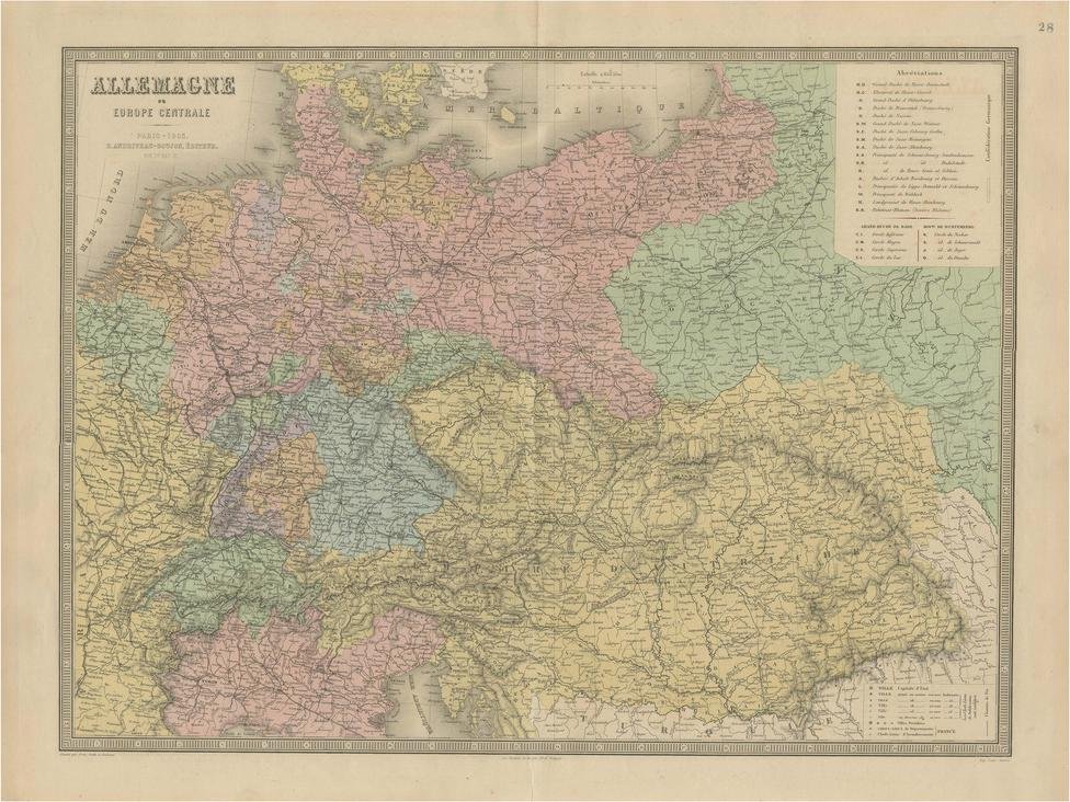 Antique Map of Germany and Central Europe by Andriveau-Goujon, 1865 for ...