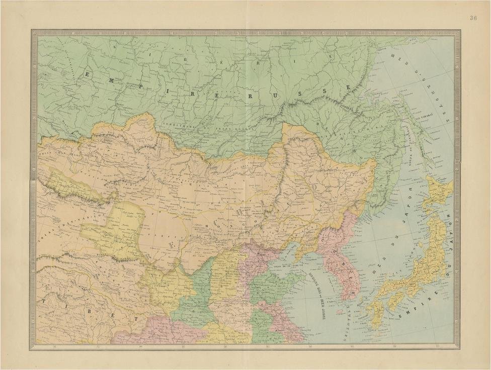 Antique Map of China with Japan and Korea Eastern Asia by Andriveau ...