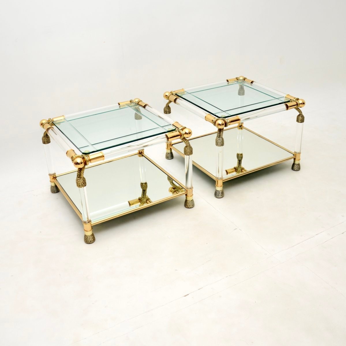 Vintage Spanish Acrylic and Glass Side Tables from Curvasa, 1970s, Set ...