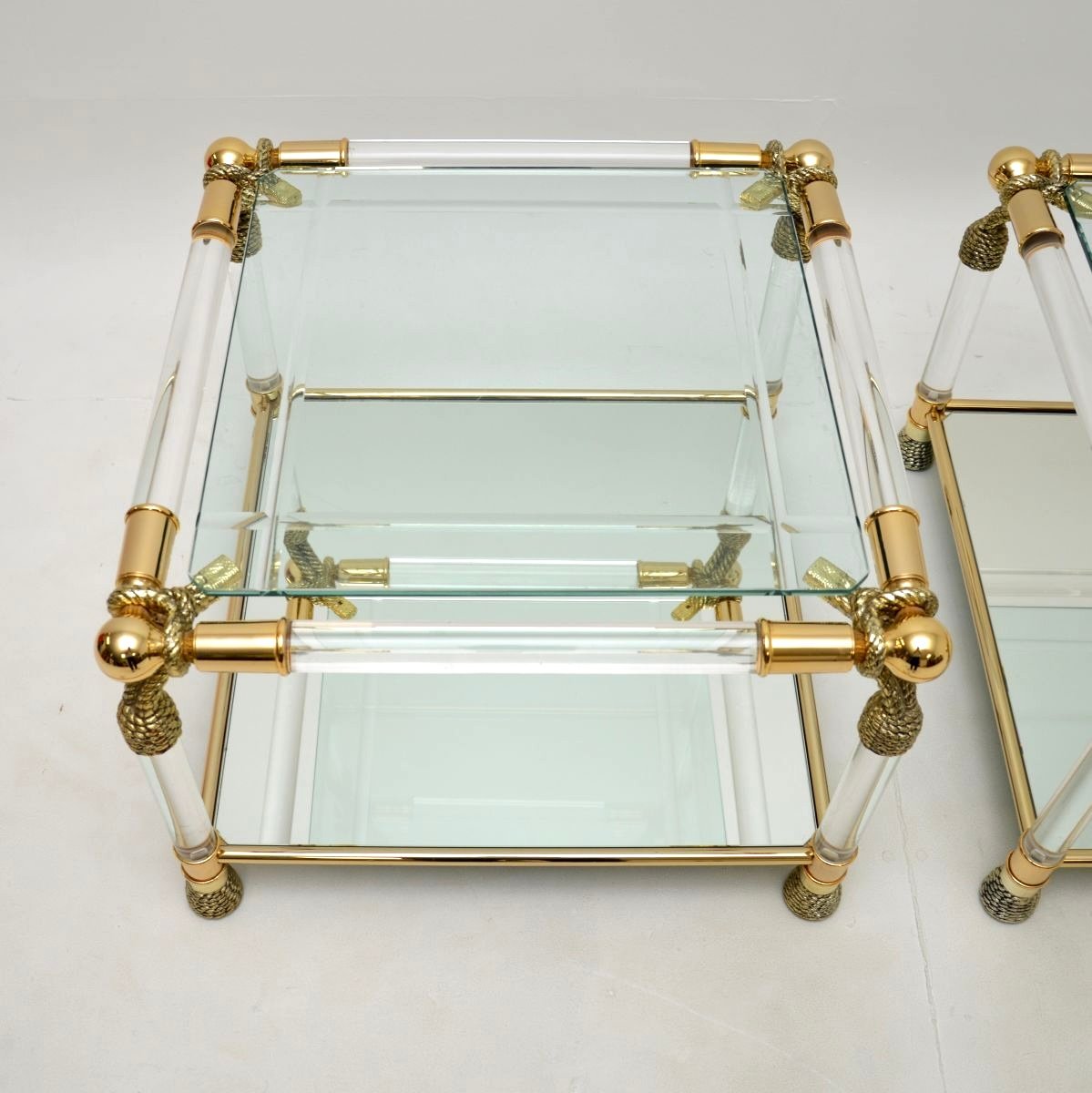 Vintage Spanish Acrylic and Glass Side Tables from Curvasa, 1970s, Set ...