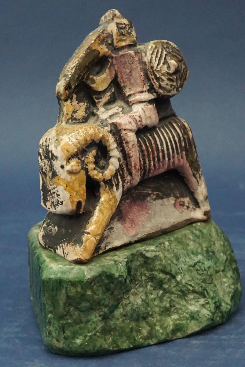 20th Century Sardinian Ceramic Sculpture of Knight on Ram by Claudio ...