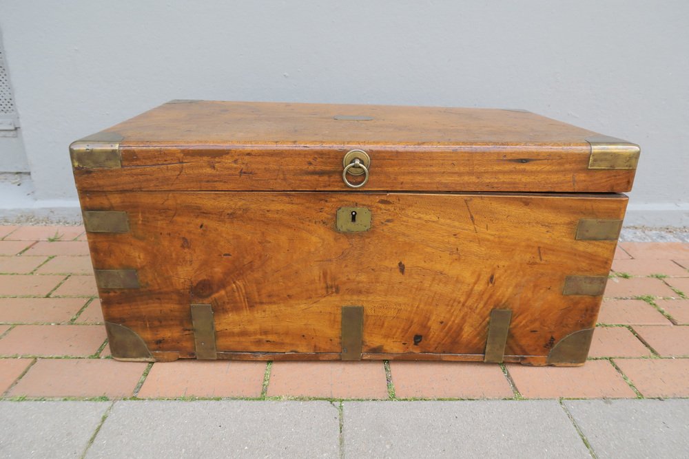 Antique English Military Chest, 19th Century for sale at Pamono