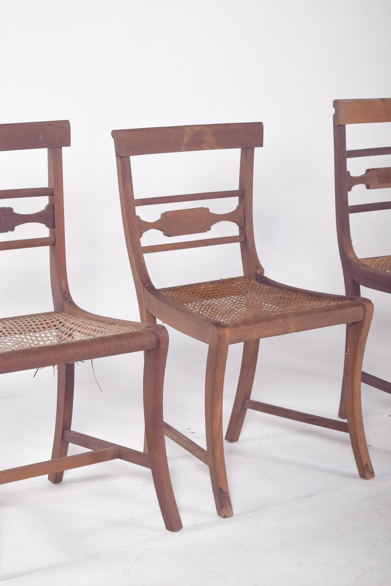 Antique Chairs with Straw Bottoms, 1890s, Set of 4 for sale at Pamono