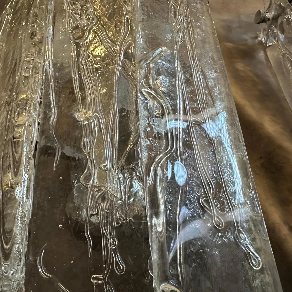 Space Age Murano Glass and Steel Wall Sconces attributed to La Murrina ...