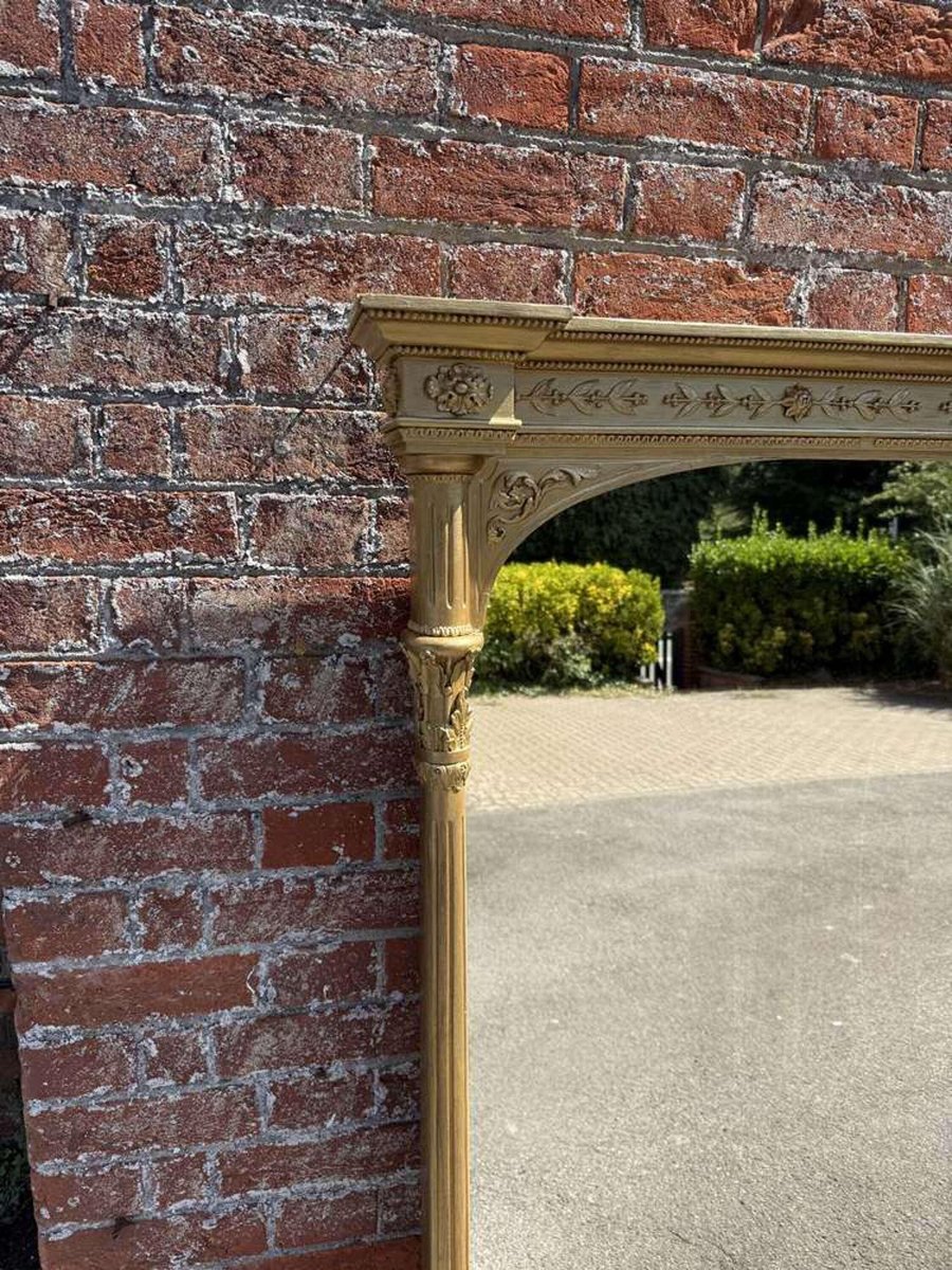 Large Antique English Gilt Column Overmantle Mirror for sale at Pamono