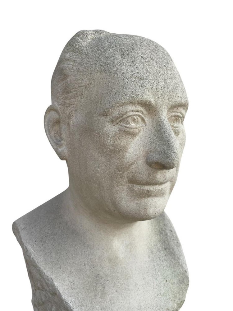 Stone Self-Portrait Bust by Henri Hanniet, 1965 for sale at Pamono