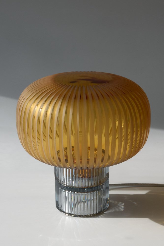 Pure Crystal Glass Tello Grey and Grande Amber Table Lamp by Studio ...