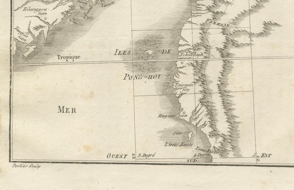 French Map of Formosa and Pescadores by Portier, 1790s for sale at Pamono