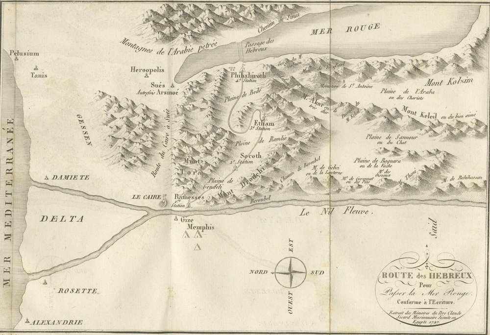 Antique Map of the Route of the Hebrews in Egypt to the Red Sea, 1720 ...