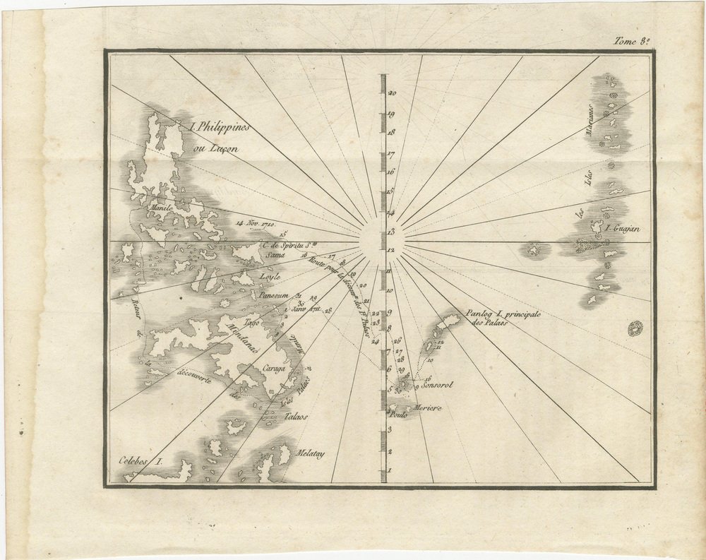 Antique French Map of the Philippines and Palau Islands, 1790 for sale ...