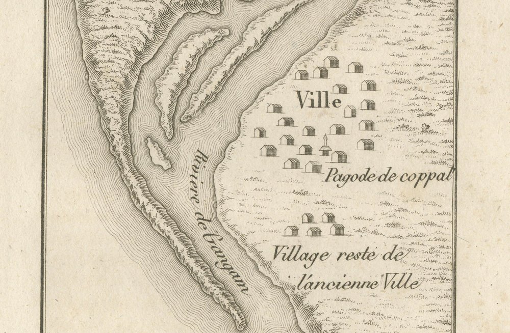 Antique French Map of the Town and River of Ganjam in India by Portier ...