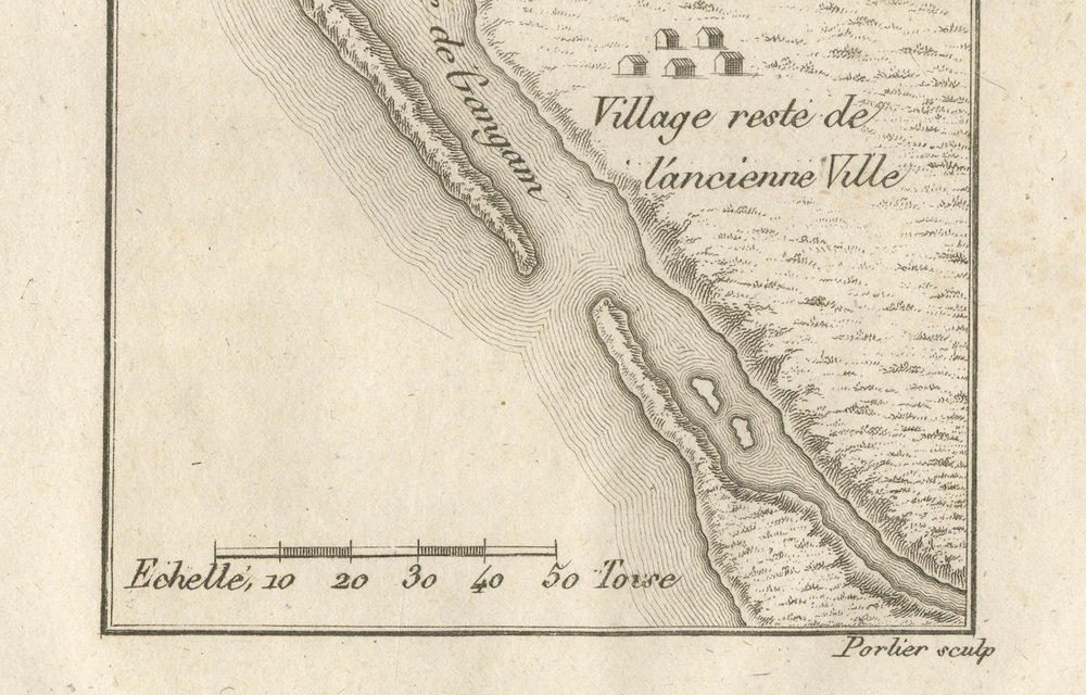 Antique French Map of the Town and River of Ganjam in India by Portier ...