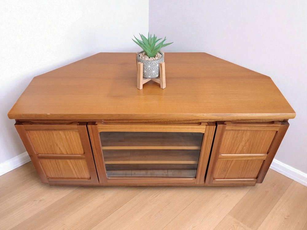 Vintage Nathan TV Video Corner Unit in Teak, 1980 for sale at Pamono