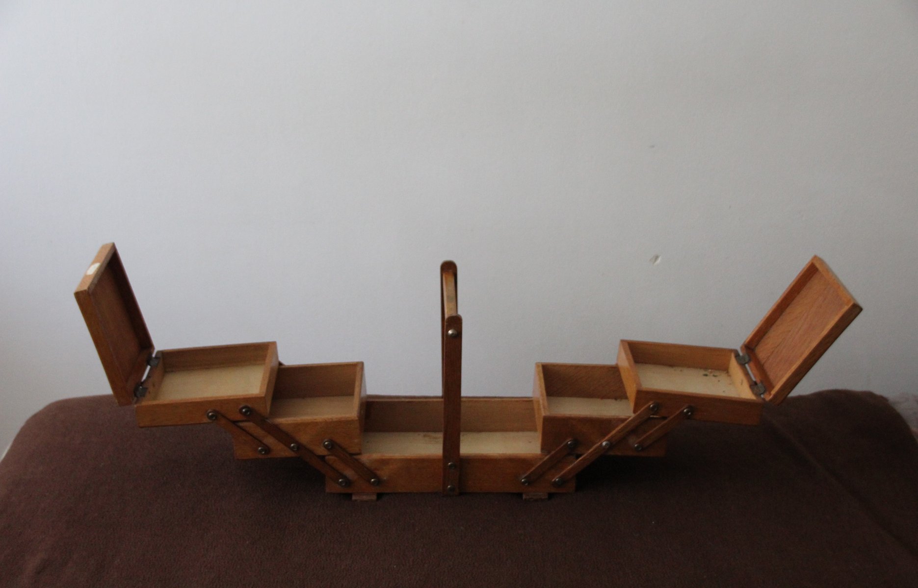 Wooden Folding Sewing Box, 1950s for sale at Pamono