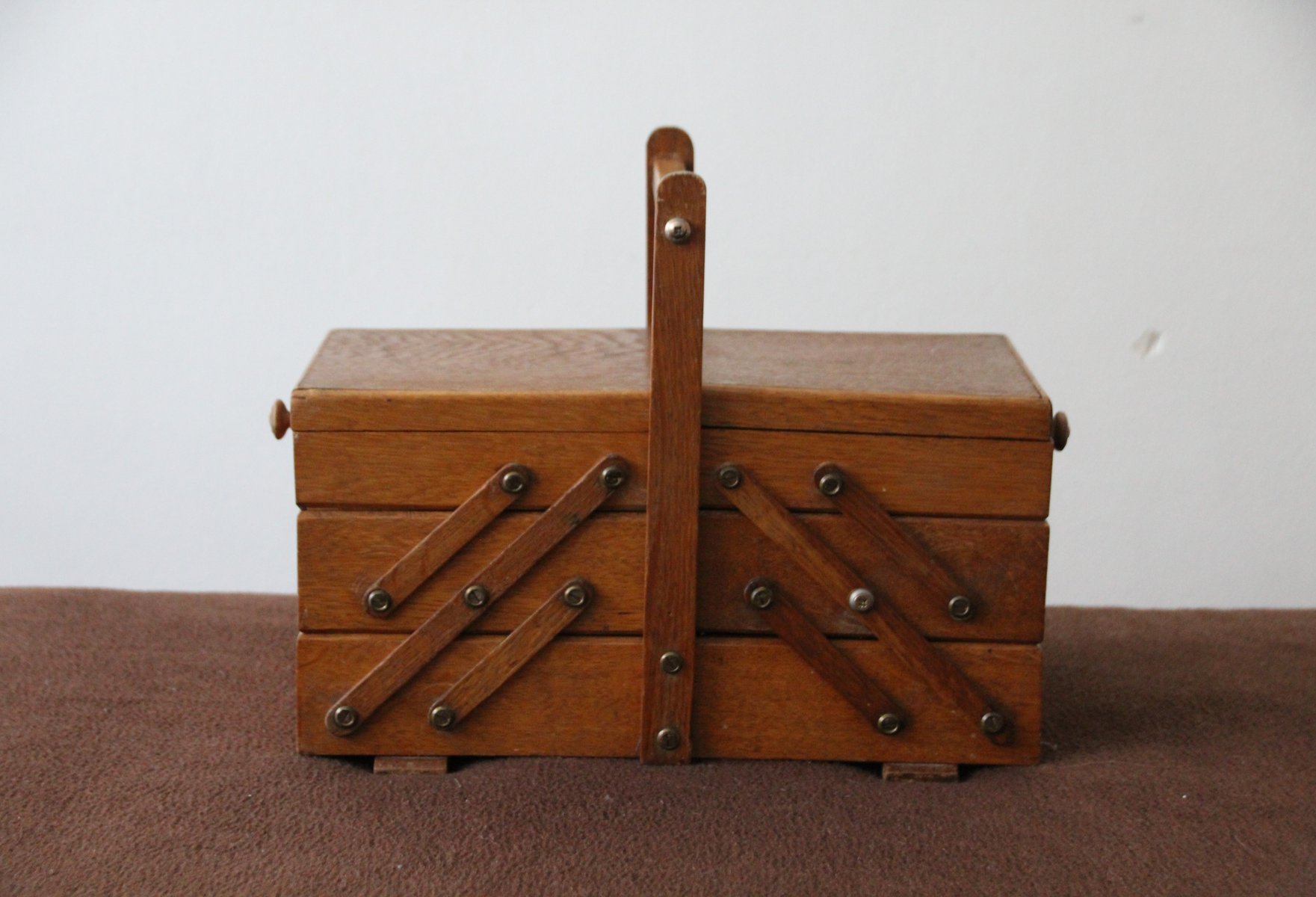 Wooden Folding Sewing Box, 1950s for sale at Pamono