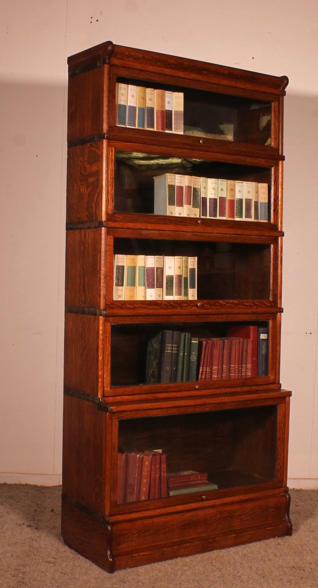 Oak Bookcase 5 Elements with Projection from Globe Wernicke, 1890s for ...