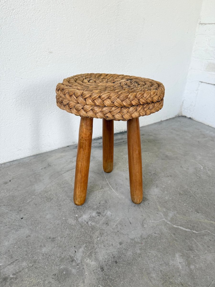 Hocker aus Seil & Eiche von Adrien Audoux & Frida Minet, 1950er bei ...