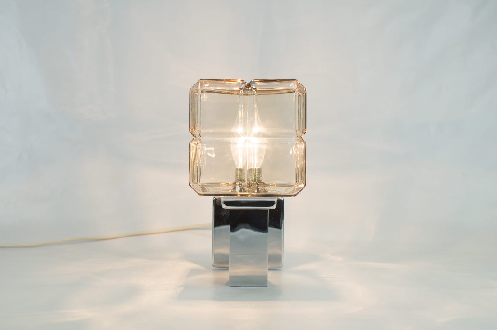 Cubic Chrome & Glass Wall Lights from Hillebrand, 1970s, Set of 2 for ...