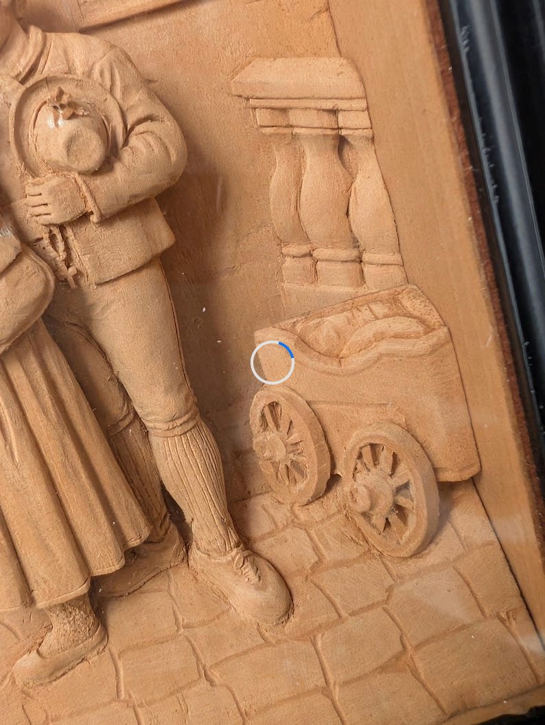 Antique Tyrolean Wood Carved Relief with Family Scene by Hugues Steiner ...