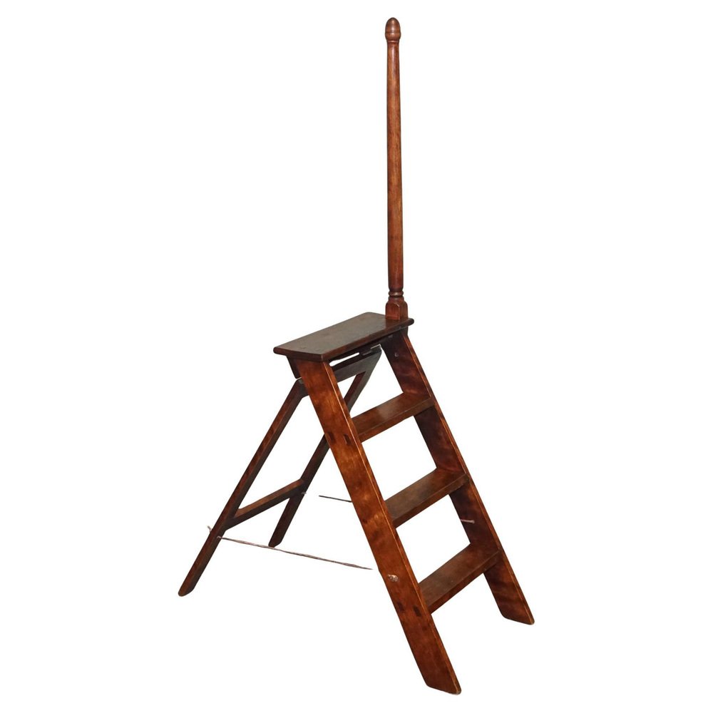 Vintage Hardwood Library Ladder Folding Step Stool for sale at Pamono