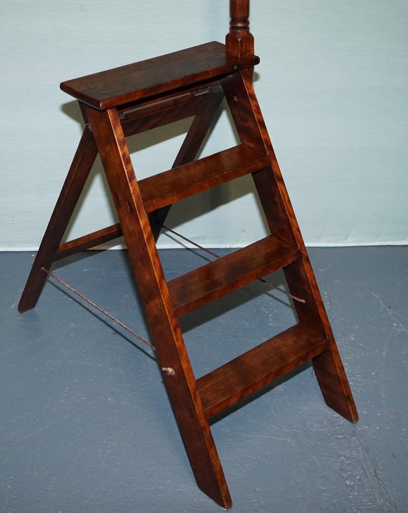 Vintage Hardwood Library Ladder Folding Step Stool for sale at Pamono