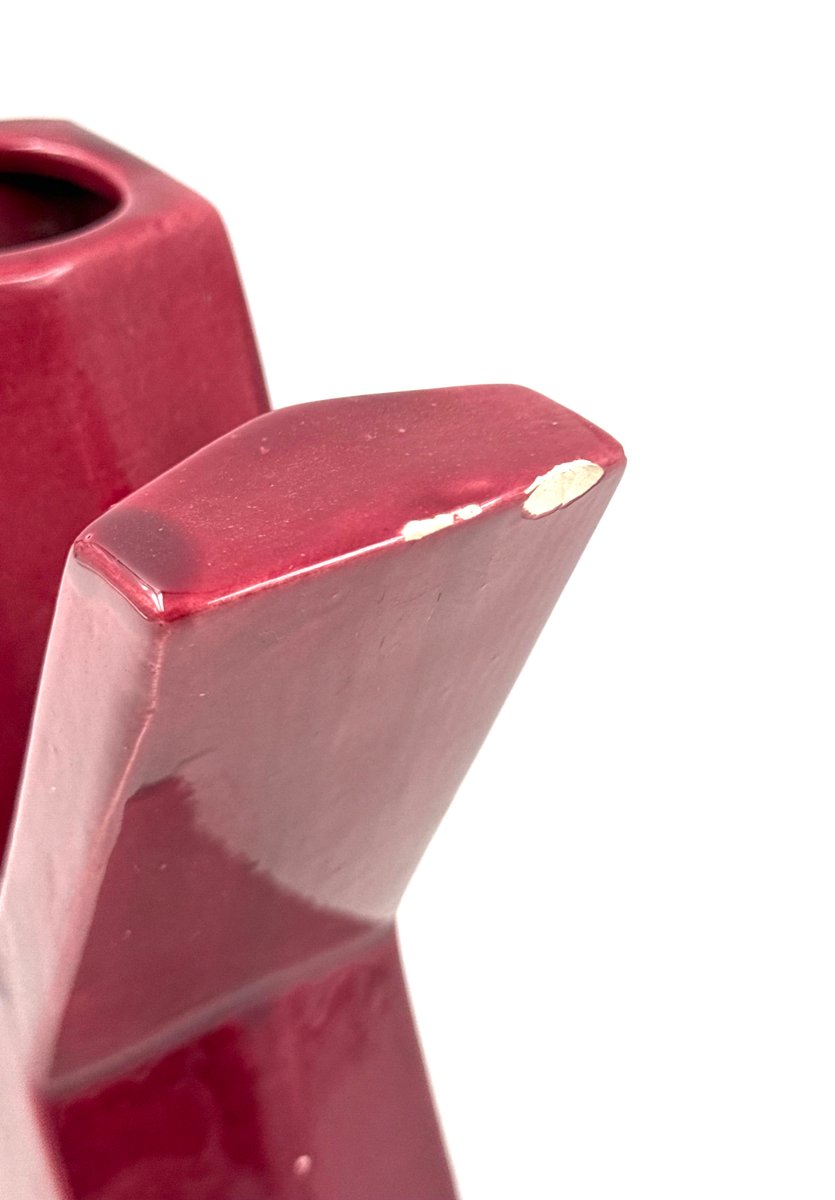 Space Age Red X Letter Shaped Ceramic Solifleur Vase by Marcel Radureau ...