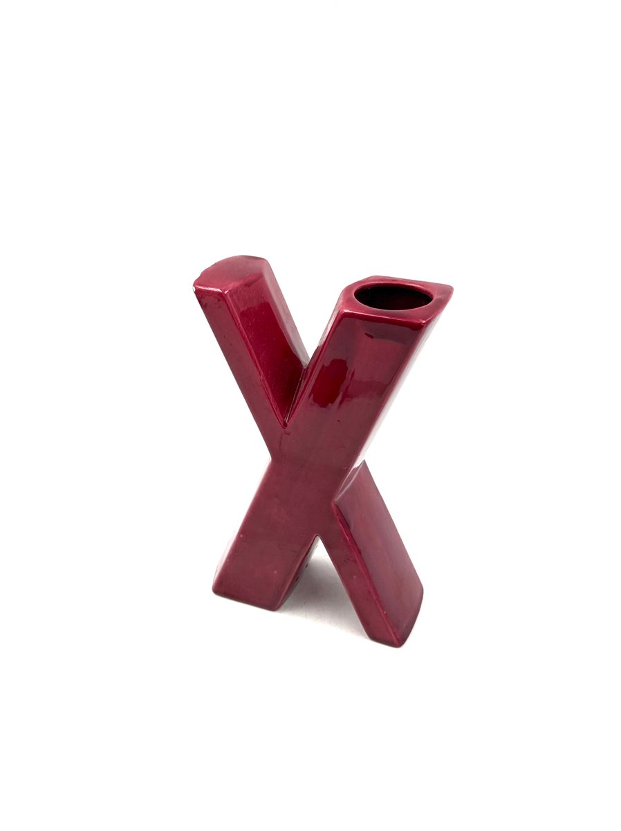 Space Age Red X Letter Shaped Ceramic Solifleur Vase by Marcel Radureau ...