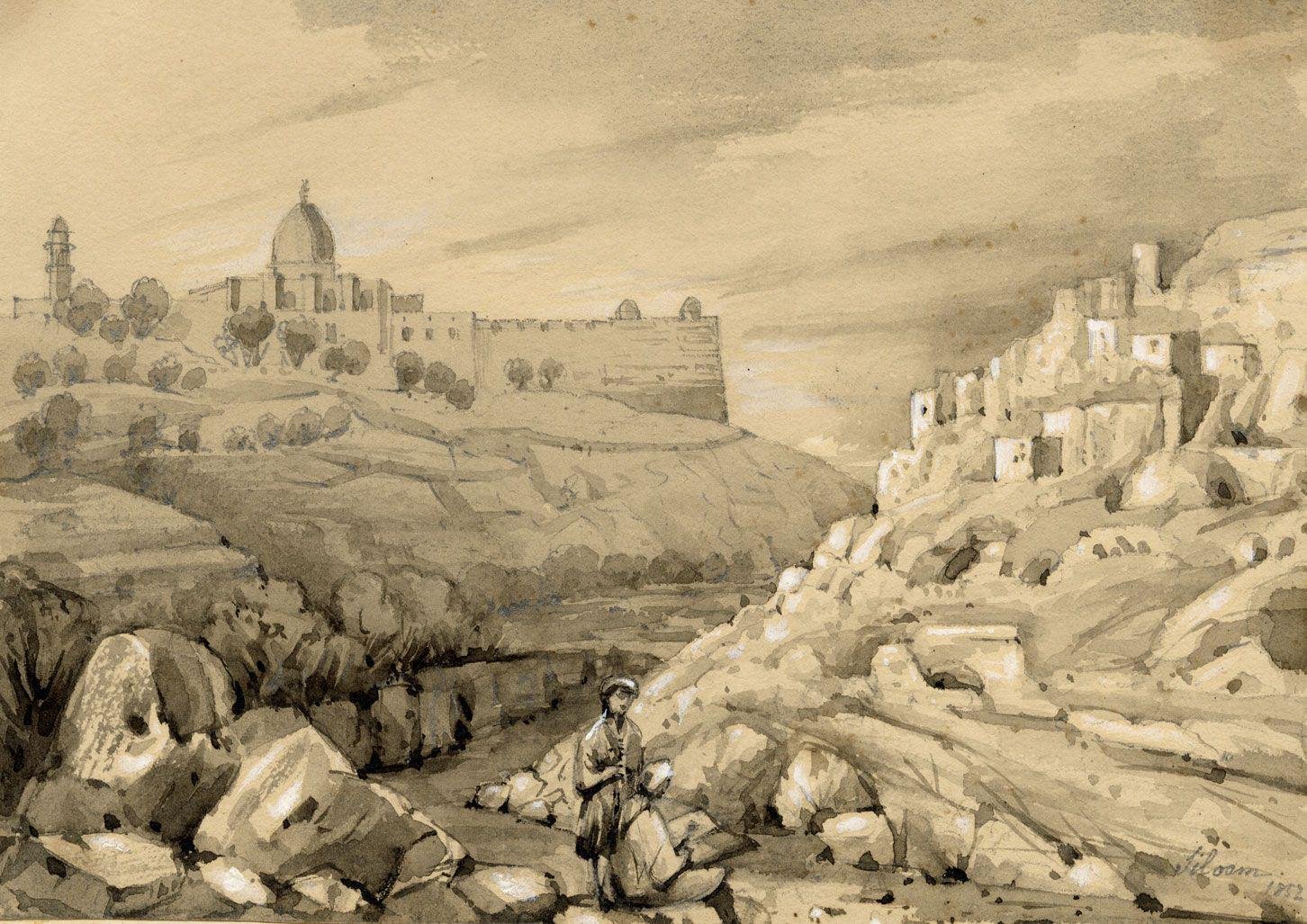 Isabella Foster, Siloam, Temple Mount & Kidron Valley, Jerusalem, 1852 ...