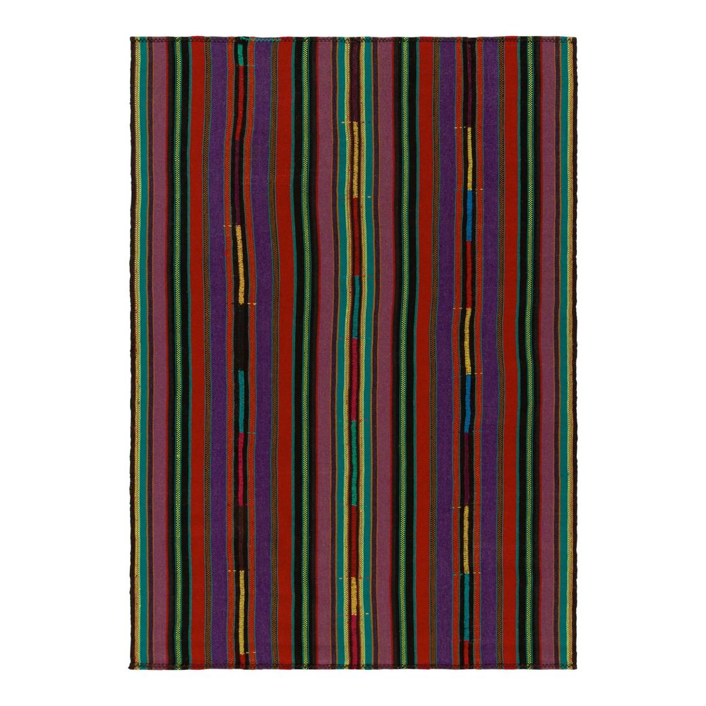 Vintage Red and Purple Chaput Kilim Rug with Green Stripes, 1950s for ...