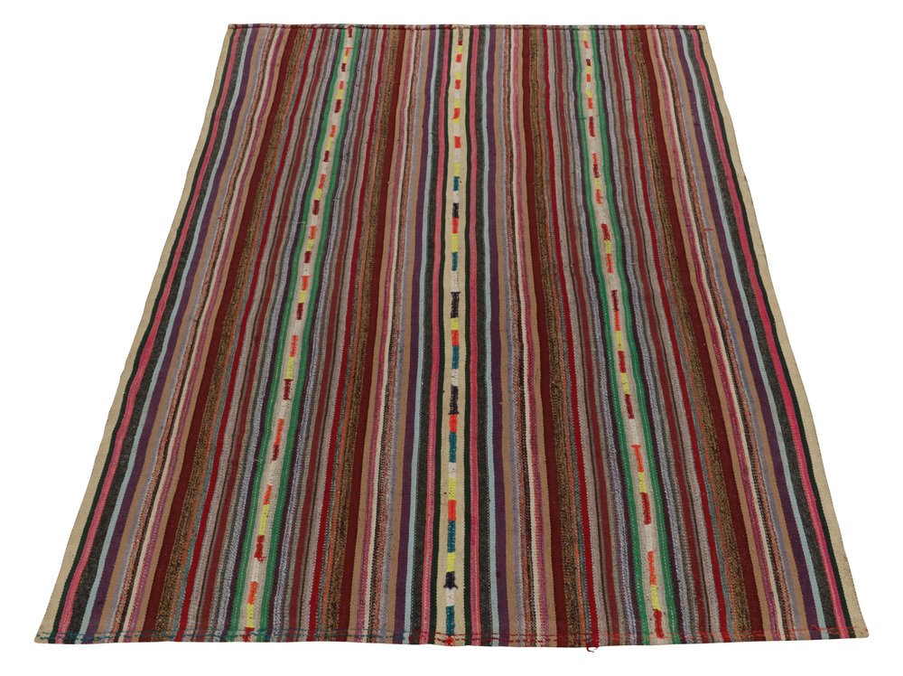 Vintage Chaput Kilim Rug with Stripes, 1950s for sale at Pamono