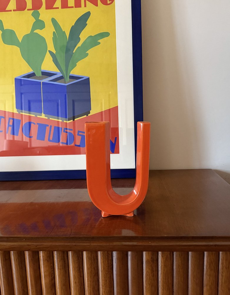 Space Age Orange U Letter Shaped Ceramic Solifleur Vase by Marcel ...