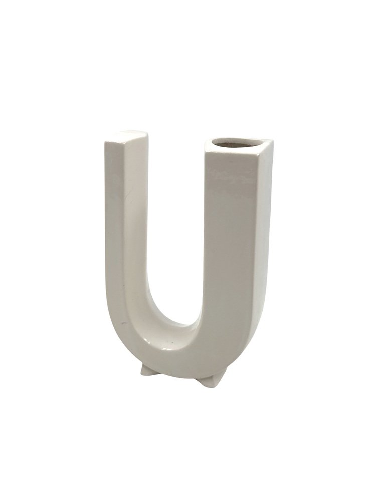 Space Age White U Letter Shaped Ceramic Solifleur Vase by Marcel ...