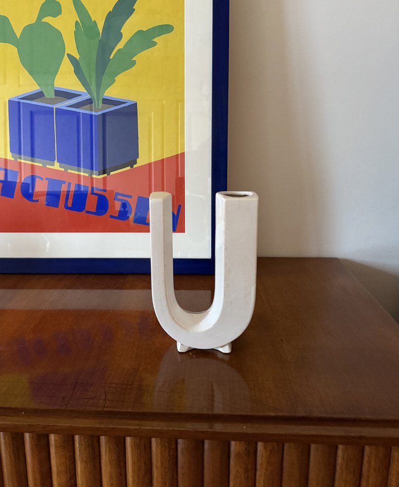 Space Age White U Letter Shaped Ceramic Solifleur Vase by Marcel ...