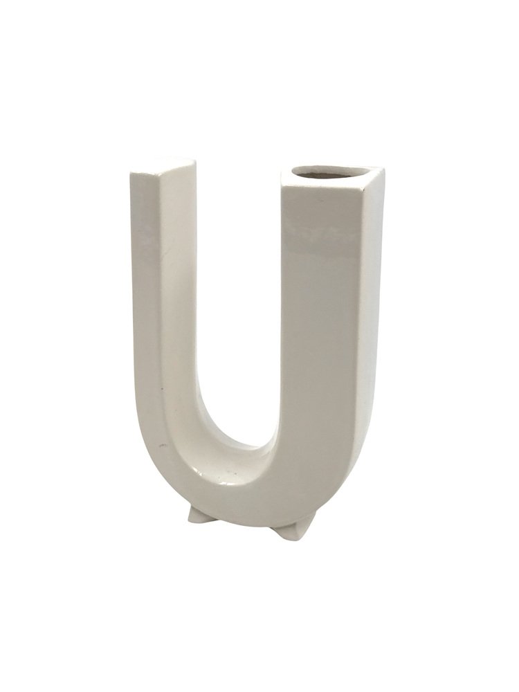 Space Age White U Letter Shaped Ceramic Solifleur Vase by Marcel ...