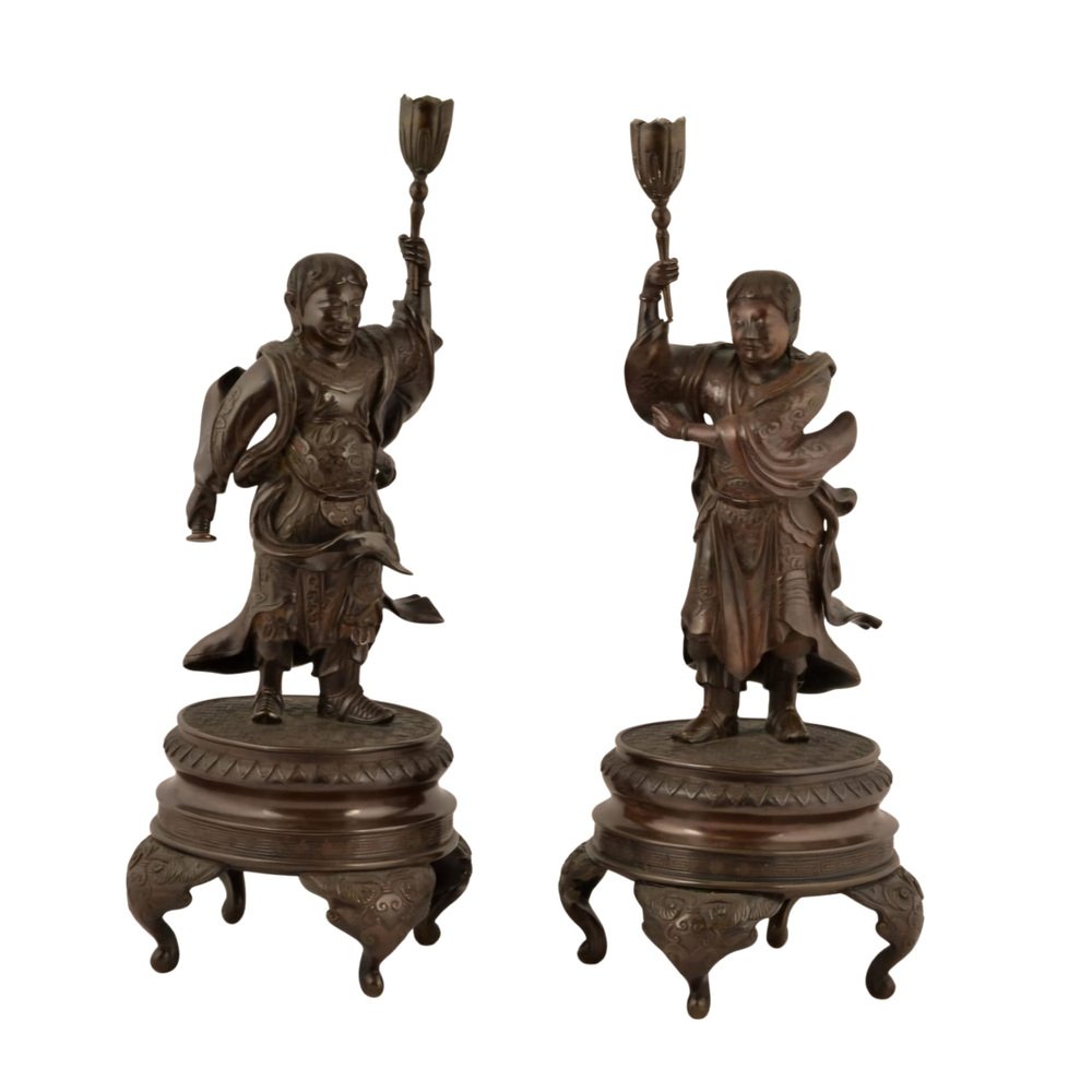 Japanese Meiji Artist, Sculptures of Nio Temple Guardians, 19th Century ...