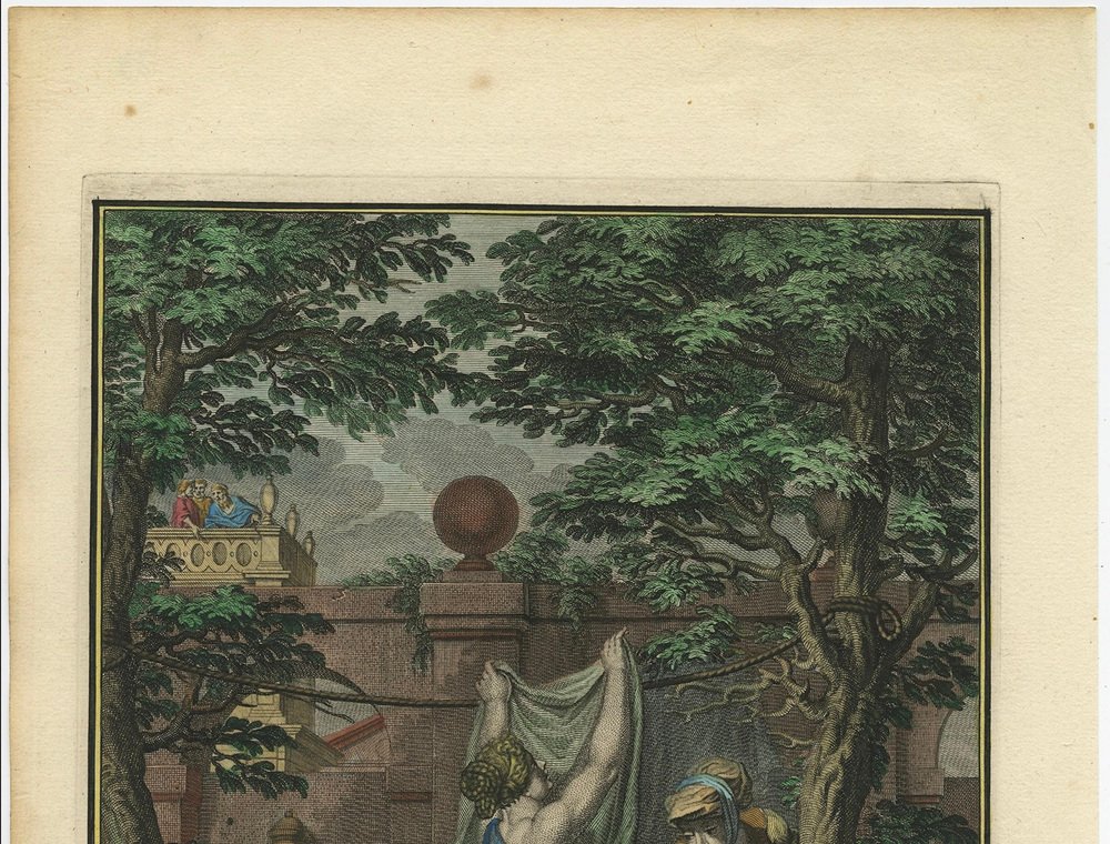 After Picart, Bathsheba in the Bath Scene, Engraving, 1730 for sale at ...