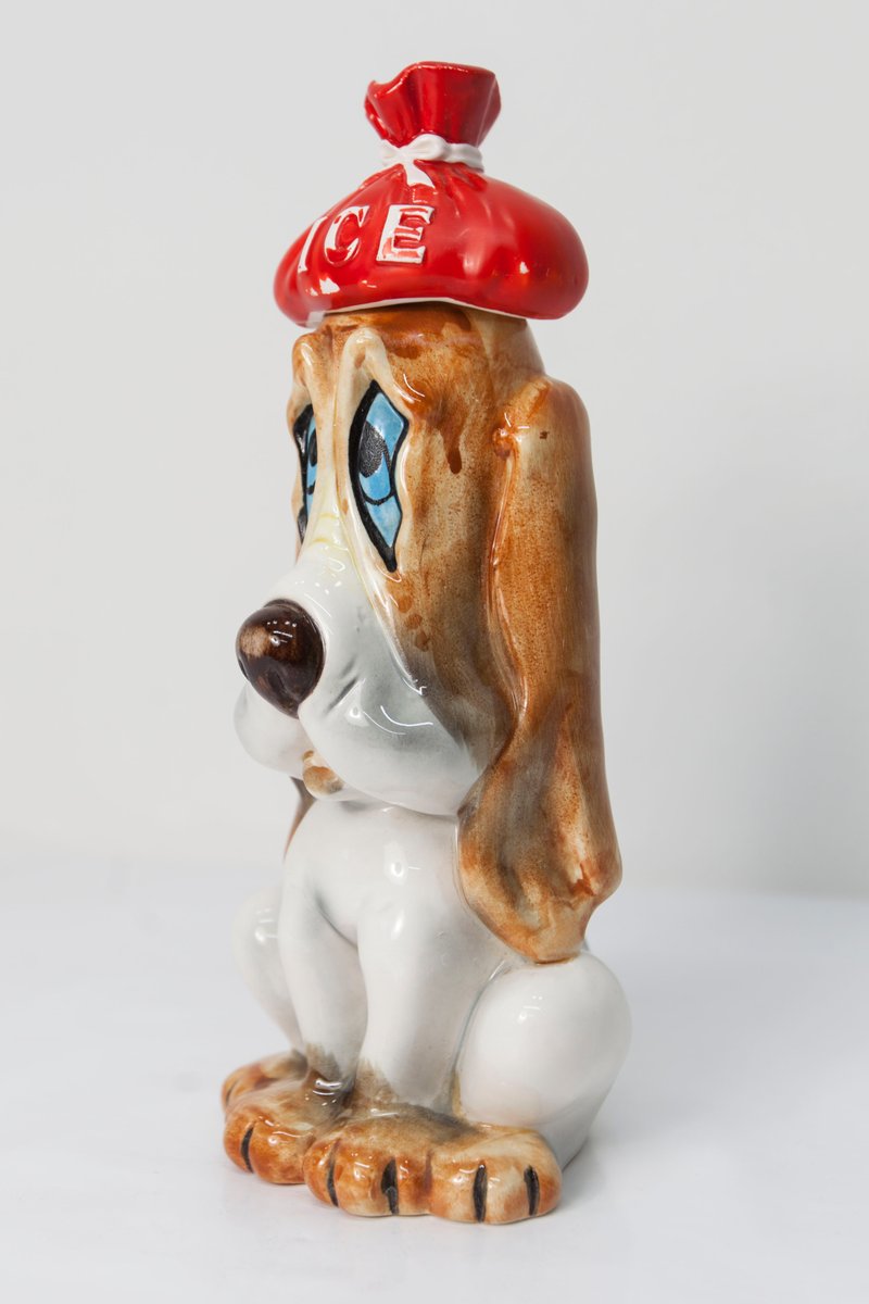 Vintage Ceramic Sick Droopy Dog with Ice Pack on Head & Rotating Music ...