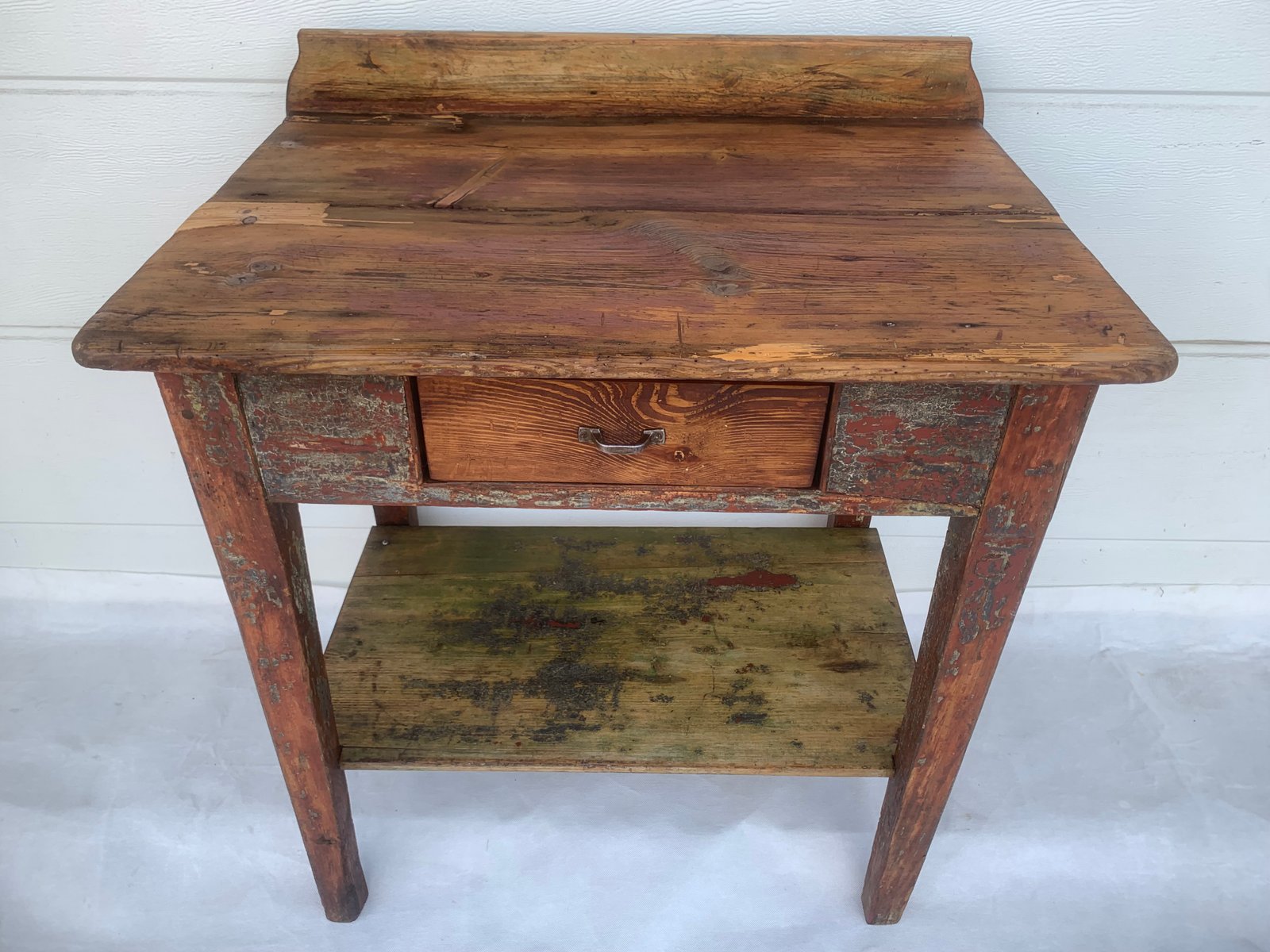 Wabi Sabi Rustic Wooden Table with Drawer and Shelf, 1930s for sale at ...