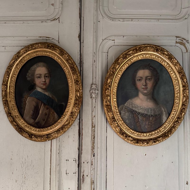 Oval Portraits of Louis XV & Marie Leszczynska, 18th Century, Paintings ...